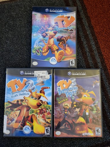 LOT of 3 Ty the Tasmanian Tiger Games (GameCube) Ty 1, 2 & 3, CIB ...