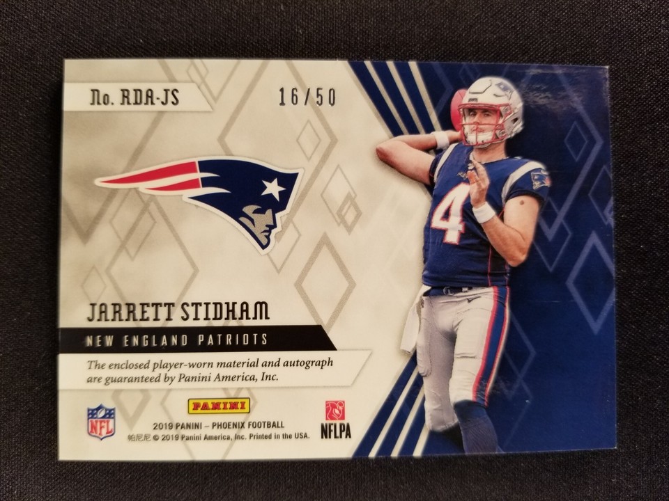2019 PANINI PHOENIX JARRETT STIDHAM RC AUTO RPA /50 YELLOW RAIDERS RDA ...