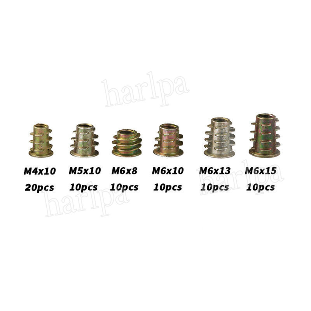 70Pcs/set Thread For Wood Insert Nut Flanged Hex Drive Head Furniture ...