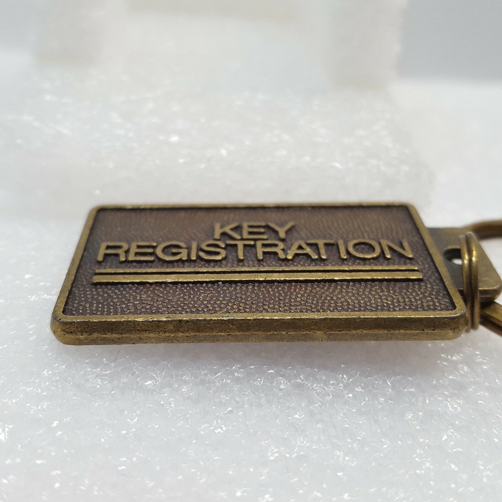 Vintage KEY REGISTRATION Return Postage Guaranteed Brass Key Ring ...