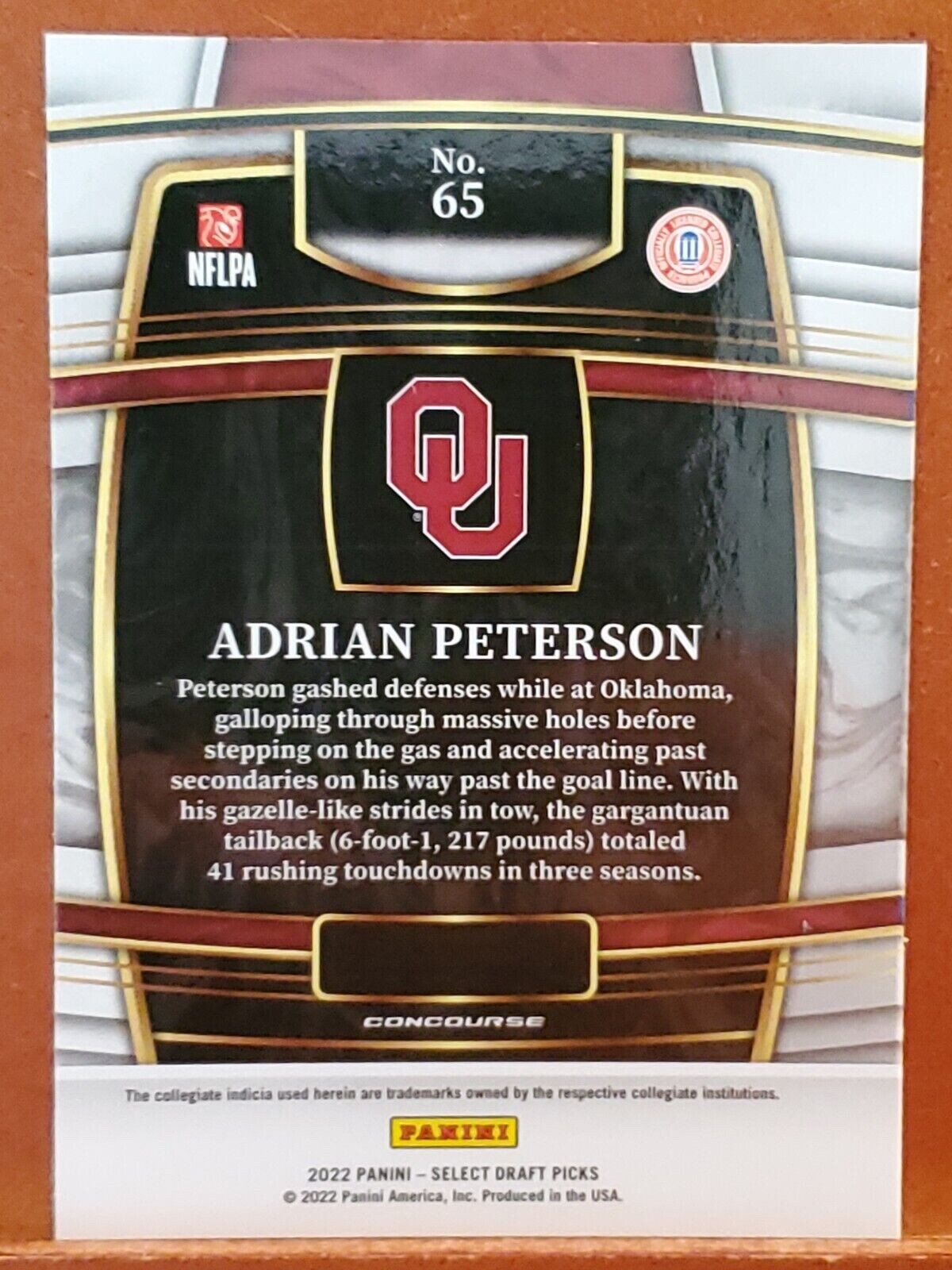 2022 Panini Select Draft Picks #65 Adrian Peterson | eBay