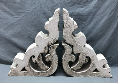 Antique Pair Wood Roof Brackets 14x18 Shabby White VTG Chic Corbels Old ...