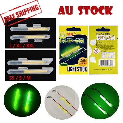Up 40x Fluorescent Fishing Rod Glow Clip-on Lights Sticks Luminous Bend ...