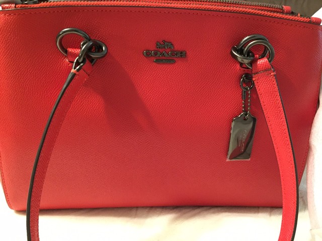 Coach Etta Carryall Crossgrain Leather Deep Red 76938 for sale online ...