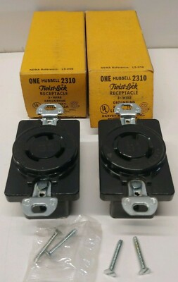 LOT OF (2) NEW OLD STOCK! HUBBELL 20A 125V TWIST LOCK RECEPTACLES 2310 ...