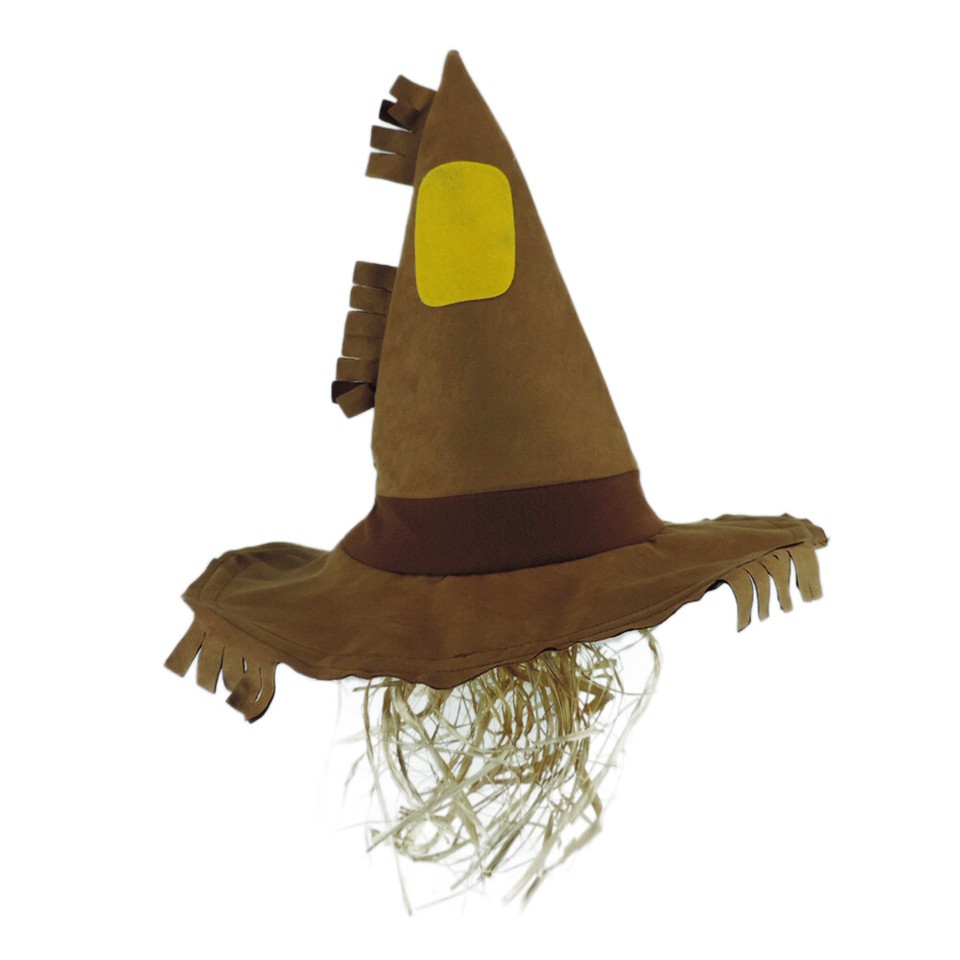 Pointed Raggedy Look Hillbilly Scarecrow Patched Costume Hat with ...