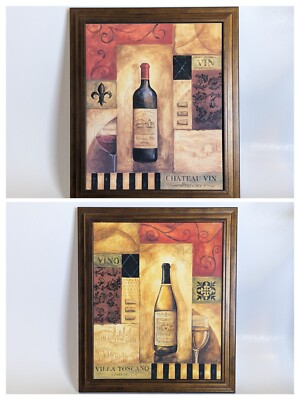 TUSCANY VILLA VIN WINE COLLAGE WALL ART KITCHEN DECOR FRAMED ART SET OF ...