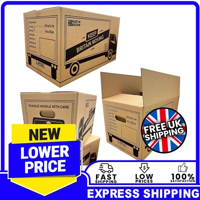 House Moving Packing Printed Van Removal Cardboard Boxes With Carry ...