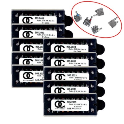 100×Dental OC Orthodontic Metal Brackets Brace Roth 018 with 345 hooks ...