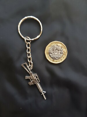 Silver Army Rifle Gun Weapon Key Chain Combat War Military Charm ...