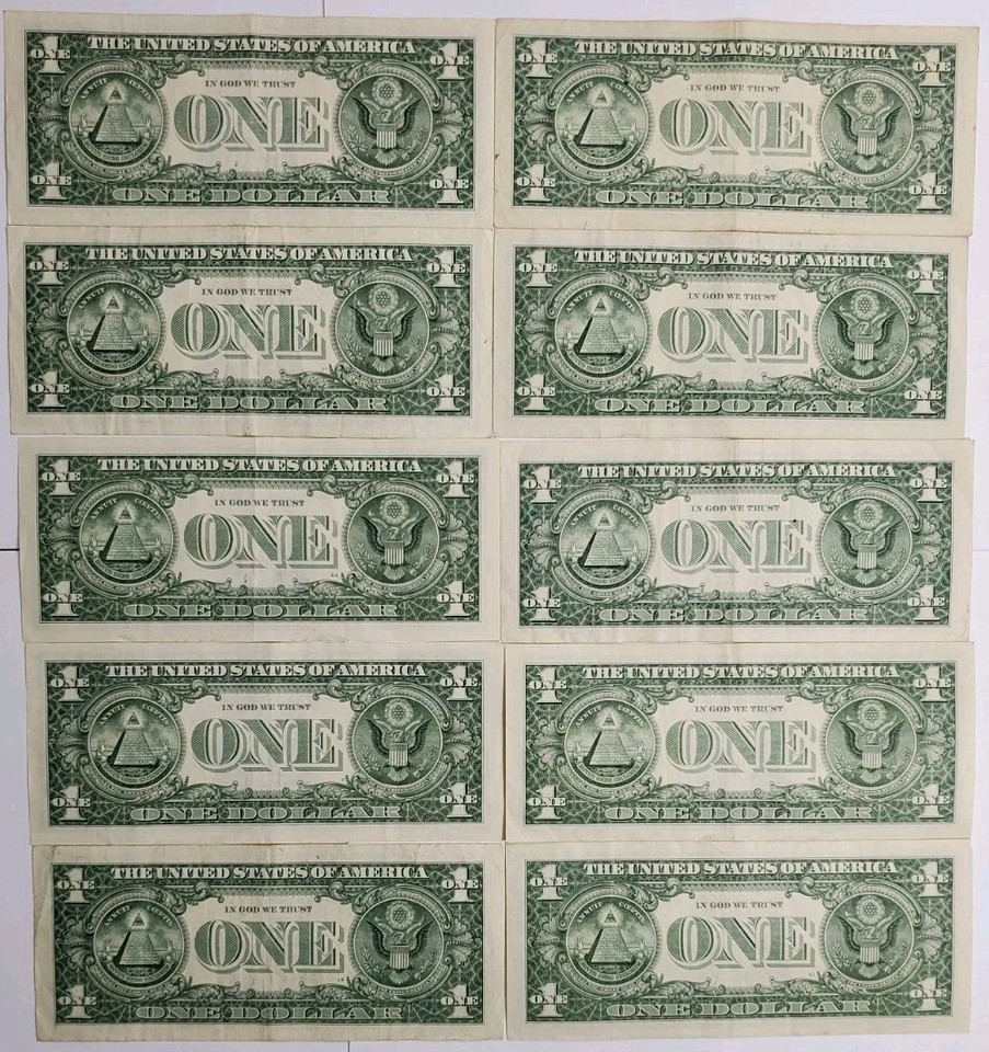 Ten Two Digit Bookend $1 One Dollar Bills Fancy Serial Number | eBay