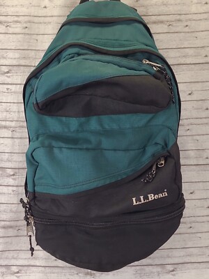 Vintage 90s LL Bean Nylon Backpack/Bookbag/Weekender Black And Green ...