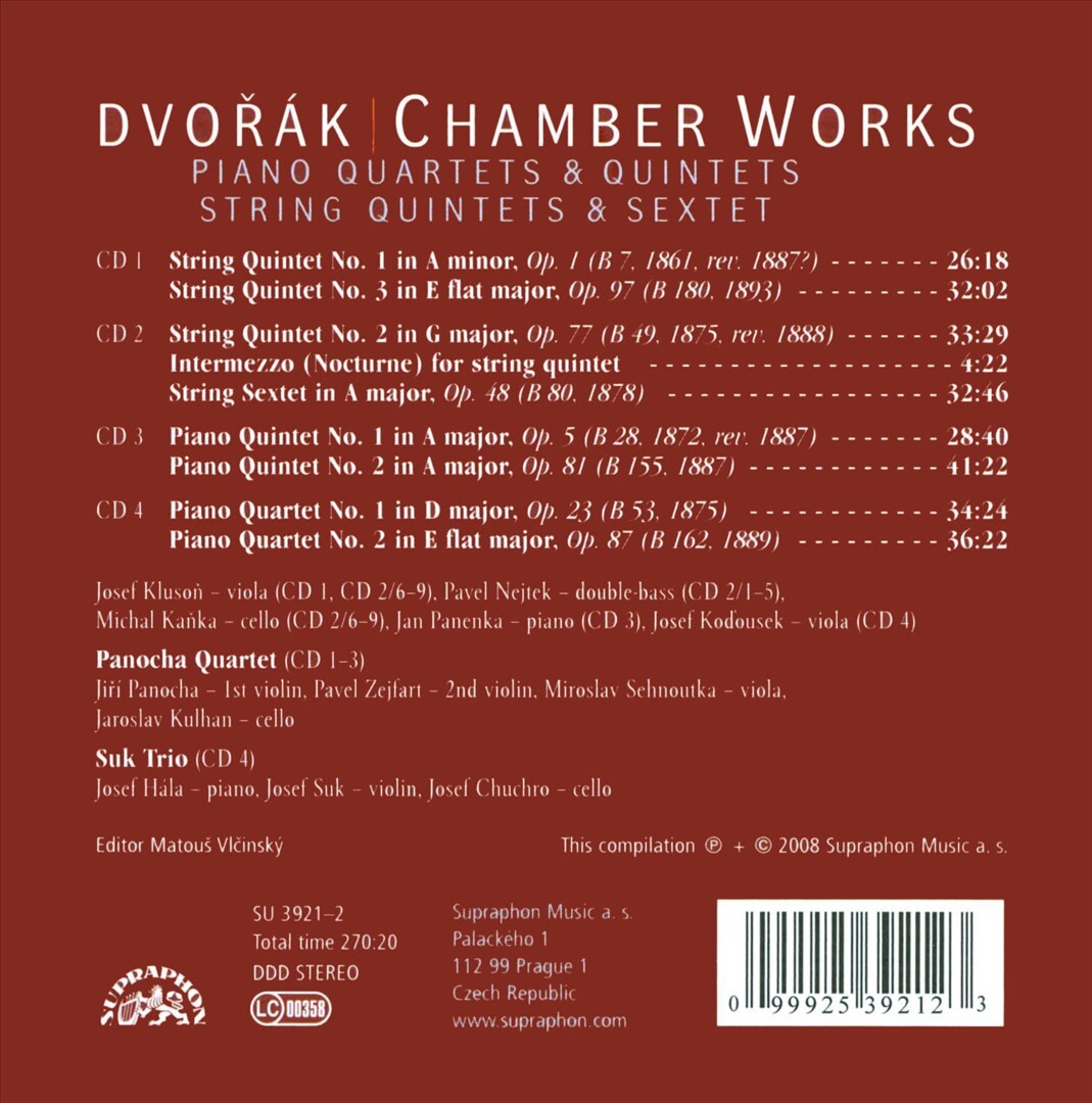 PANOCHA QUARTET DVORÁK: CHAMBER WORKS NEW CD 99925392123| eBay