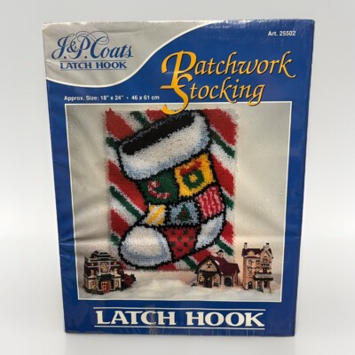 J&P Coats Rug Latch Hook Kit Christmas Stocking 25502 Holiday Crafts ...