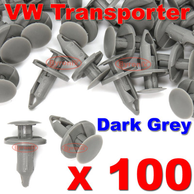 100 VW TRANSPORTER T4 T5 T6 LONGER LONG TRIM PANEL CLIPS DARK GREY ...