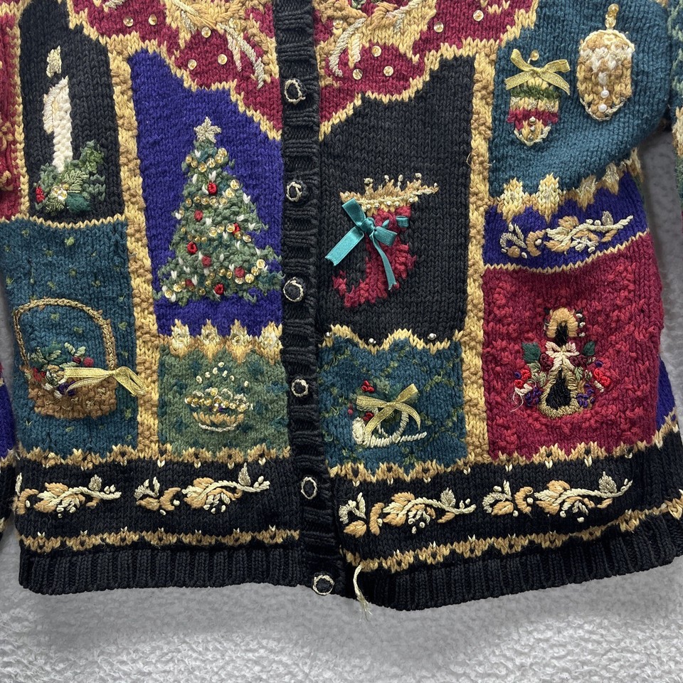 Tiara International Cardigan Womens Medium Multicolor Ugly Christmas ...