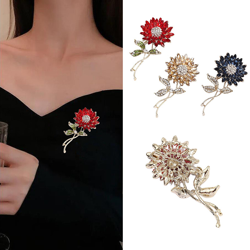 Fashion Flower Diamond Brooch Clothes Lapel Shirt Brooch Jewelry Gift ...