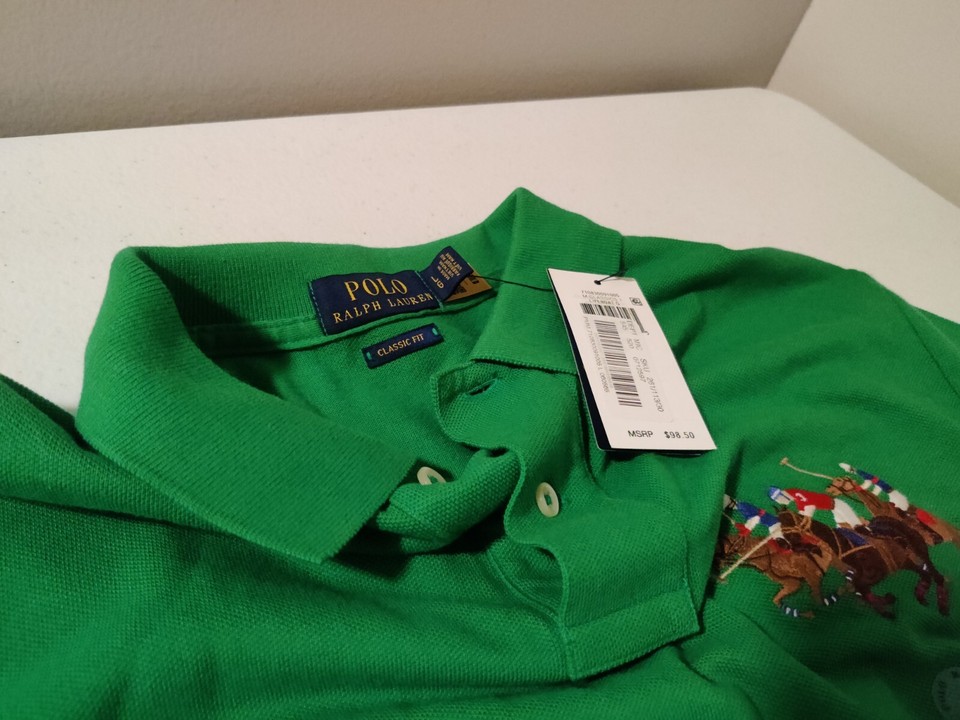 Polo Ralph Lauren Classic Fit Mesh Triple Pony Polo Shirt Green Size ...