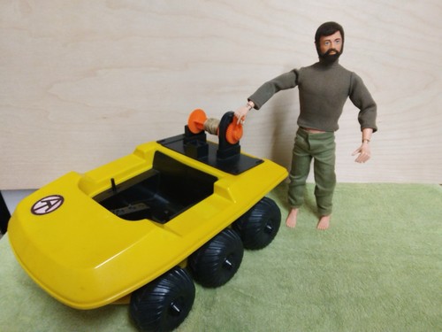 Vintage GI JOE Flock Hair Soldier with ATV Vehicle plus Accessories Ext ...