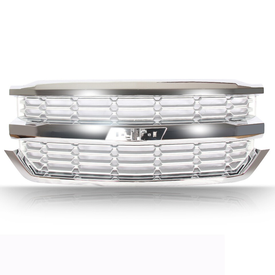 For 2016-2019 17 18 Chevrolet Silverado 1500 Front Upper Grille Chrome ...