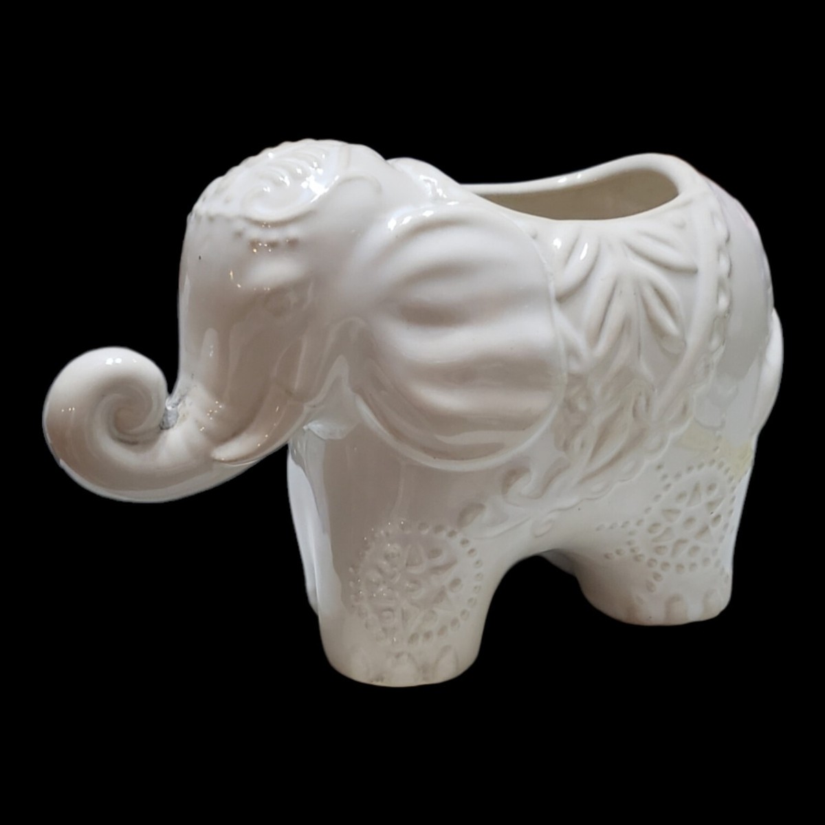 White Ceramic Elephant Planter