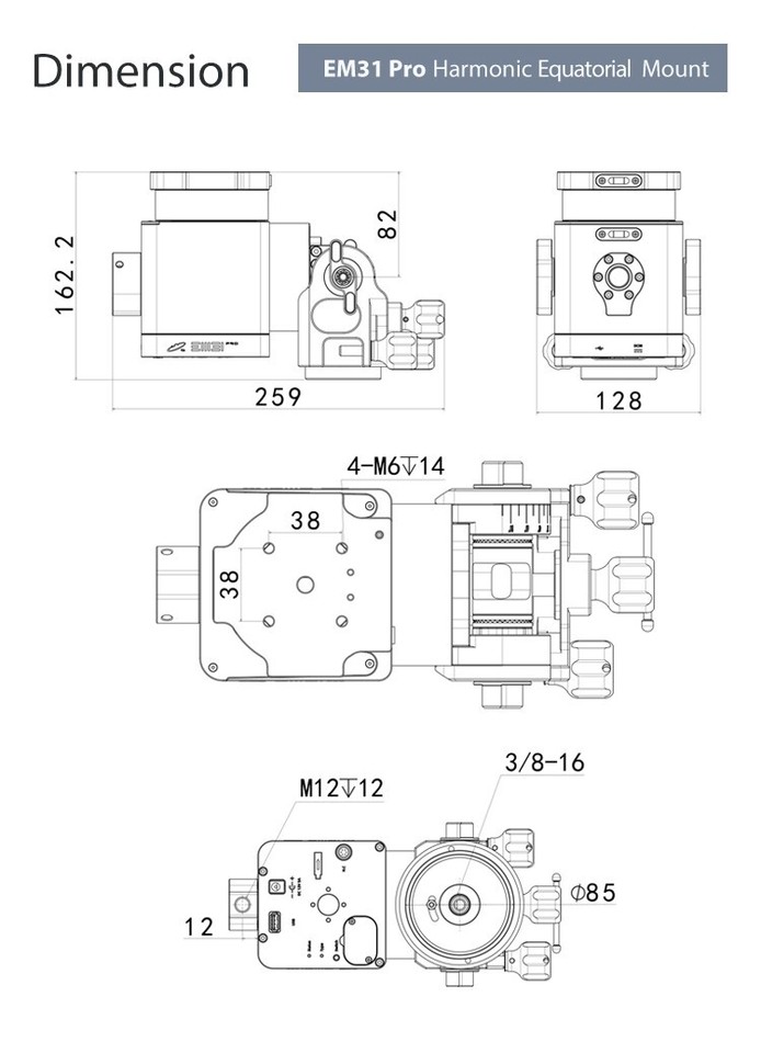 Emcan Astro EM31 Pro mount ，Telescope mount，Strain wave equatorial ...