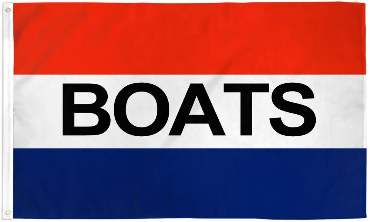 "BOATS" flag 3x5 ft polyester banner sign watercraft boat red white ...