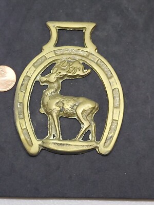 Vintage Brass Horse Medallion. Stag. | eBay