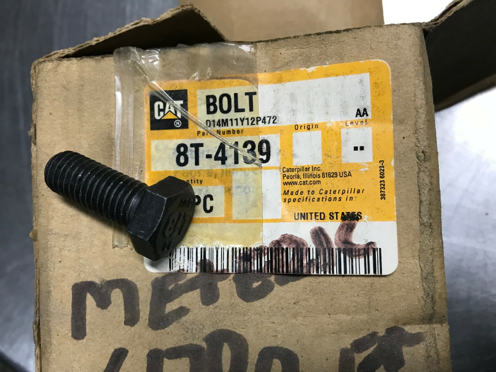 8T4139 GENUINE CAT Hex Head Capscrew BOLT Caterpillar 8T-4139 - QTY of ...