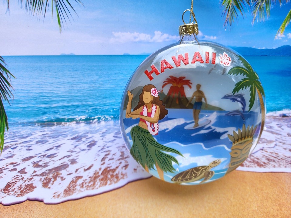 New Hawaii Tropical Hawaiian Disk Christmas Ornament 2021 Turtle Hula ...