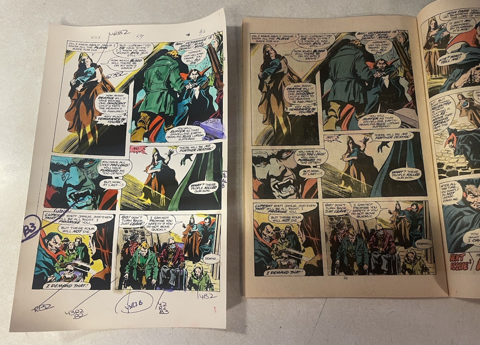 TOMB OF DRACULA #59 ART original comic color guide COLAN VAN HELSING ...