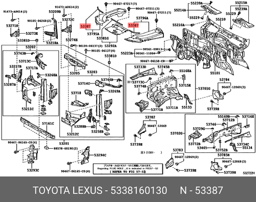 Genuine OE seal, hood to radiator support, 5338160130 for TOYOTA 53381 ...