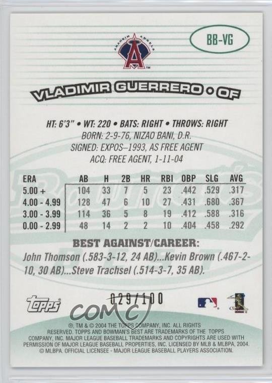 2004 Bowman's Best Green /100 Vladimir Guerrero #BB-VG HOF | eBay
