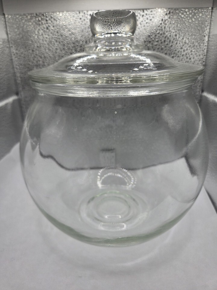 Vintage Round Glass Country Store Counter Candy Jar W/lid | eBay