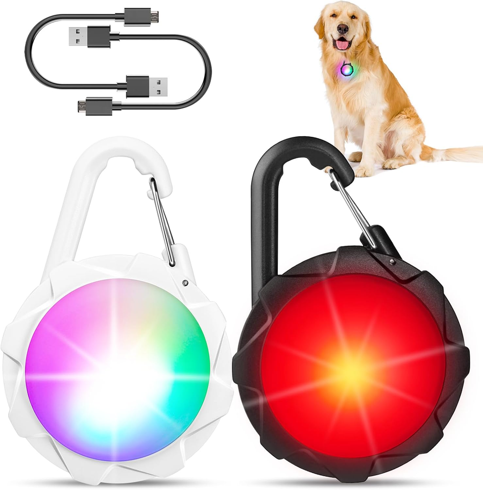 Dog Lights for Night Walking, 2 Pack 4 Modes Dog Collar Light, IP68 ...