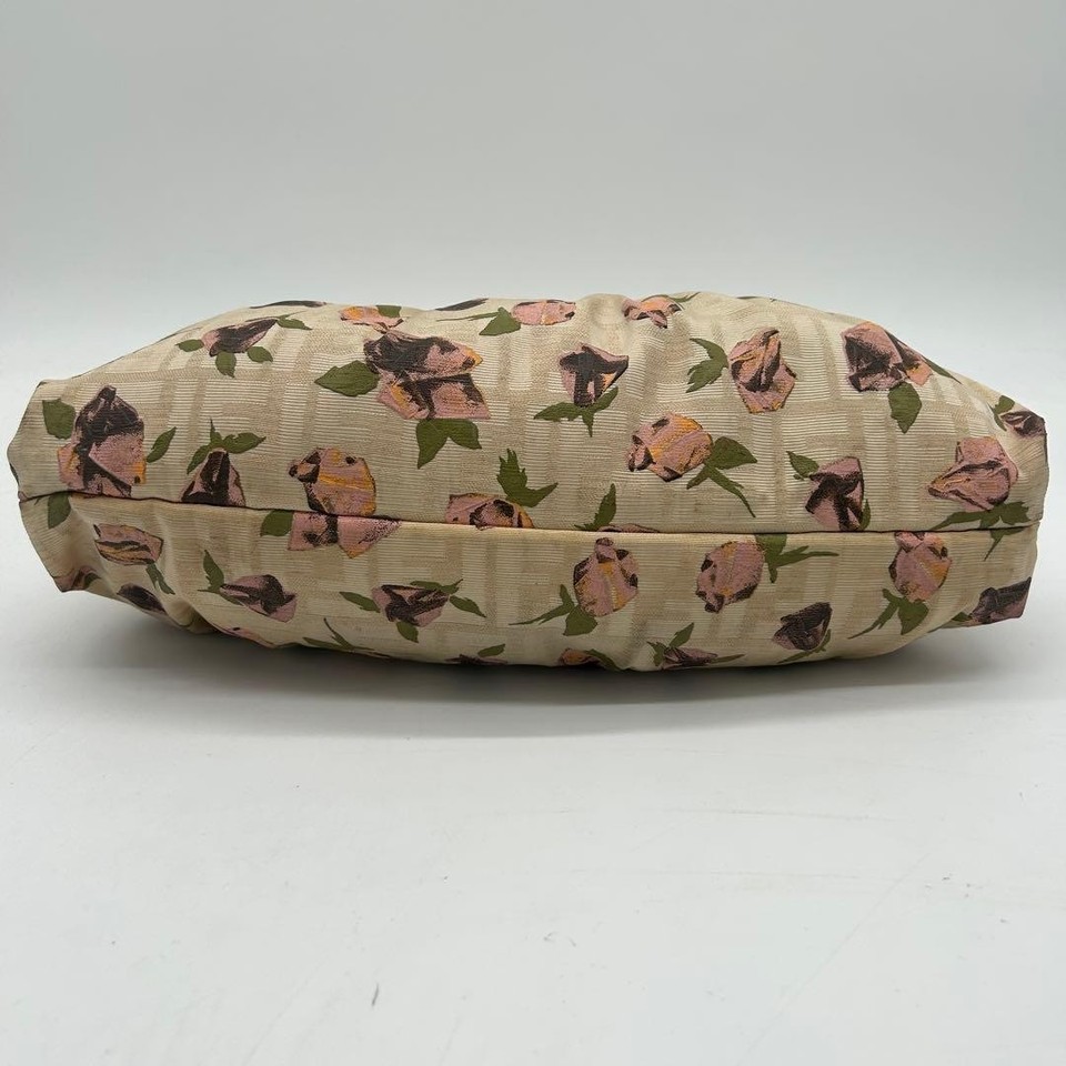 FENDI Shoulder Bag Leather Canvas Floral Pattern Beige Authentic | eBay ...