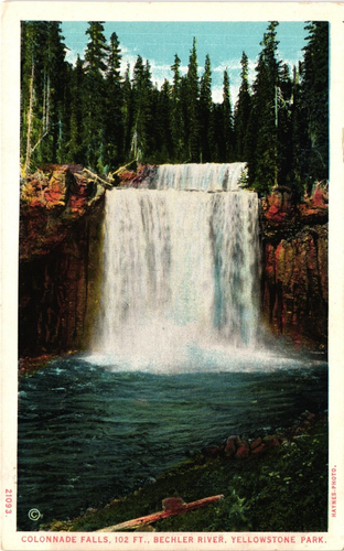 WYOMING Yellowstone Park Bechler River Colonnade Falls Haynes WY ...