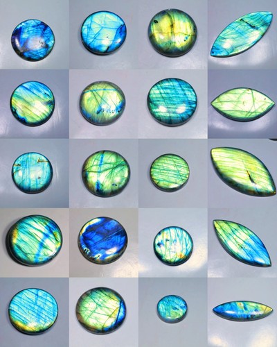 NATURAL GREEN SKY BLUE FIRE LABRADORITE ROUND MARQUISE CABOCHON ...
