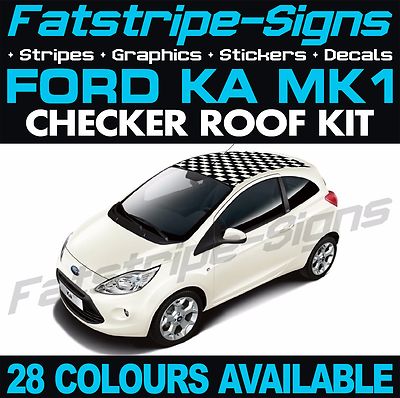 to fit FORD KA MK1 GRAPHICS CHECKER ROOF CAR STRIPES DECALS STICKERS ST ...