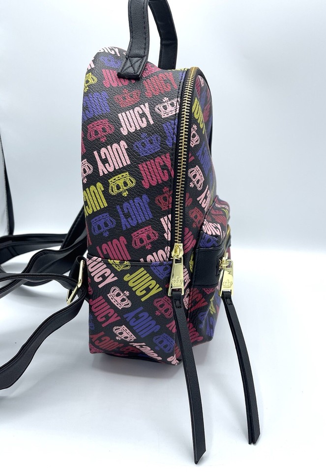 Juicy Couture LOGO Backpack Purple Pink Green Black Shoulder Bag Purse ...