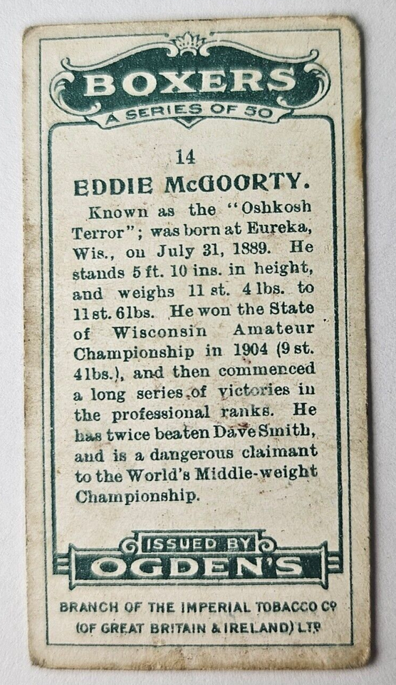 1915 Ogden's Ltd. Boxers #14 Eddie McGoorty | eBay