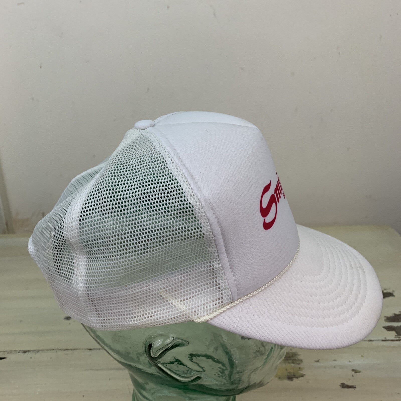 SMIRNOFF VODKA - Vtg 80s White Tall Crown Mesh Snapback Trucker Hat ...