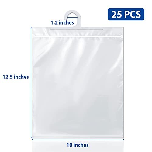 24 Pack Hanging Storage Bags, Large Hook 10 x 12.5-inch Clear Plastic ...