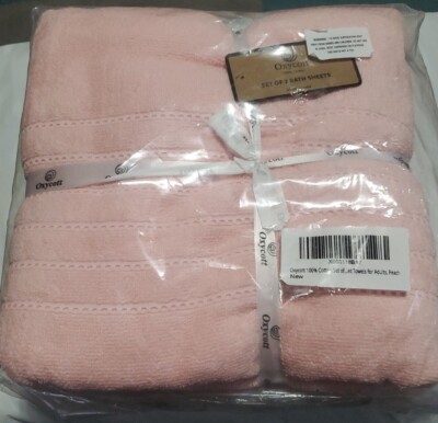 Set of 2 Bath Sheets Towels Color Peach Soft Absorbent Quick Dry Cotton ...