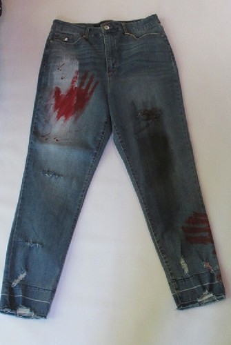 KC Designs Hand-painted hand-print jeans | eBay