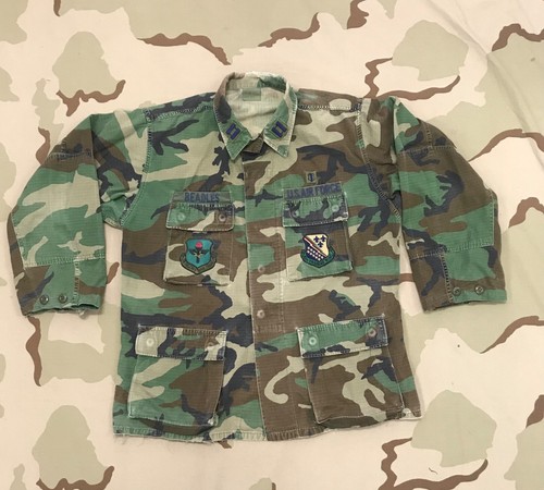 VINTAGE US Air Force officer CAMO BDU SHIRT Woodland Camo 82nd TRN Wing ...