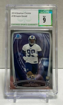 Aaron Donald Rookie Card Graded CSG 9 Mint 2014 Bowman Chrome Football ...