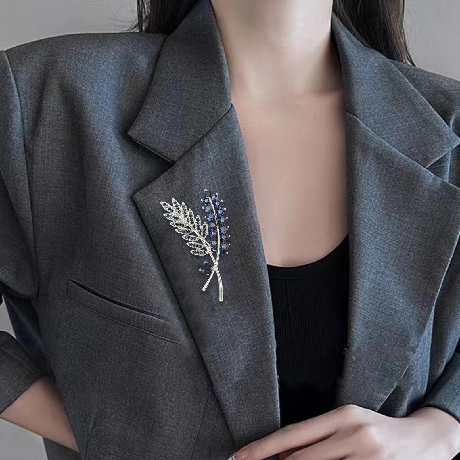 Rust-proof Brooch Pin Lapel Shawl Badge Elegant Leaf-shaped Rhinestone ...