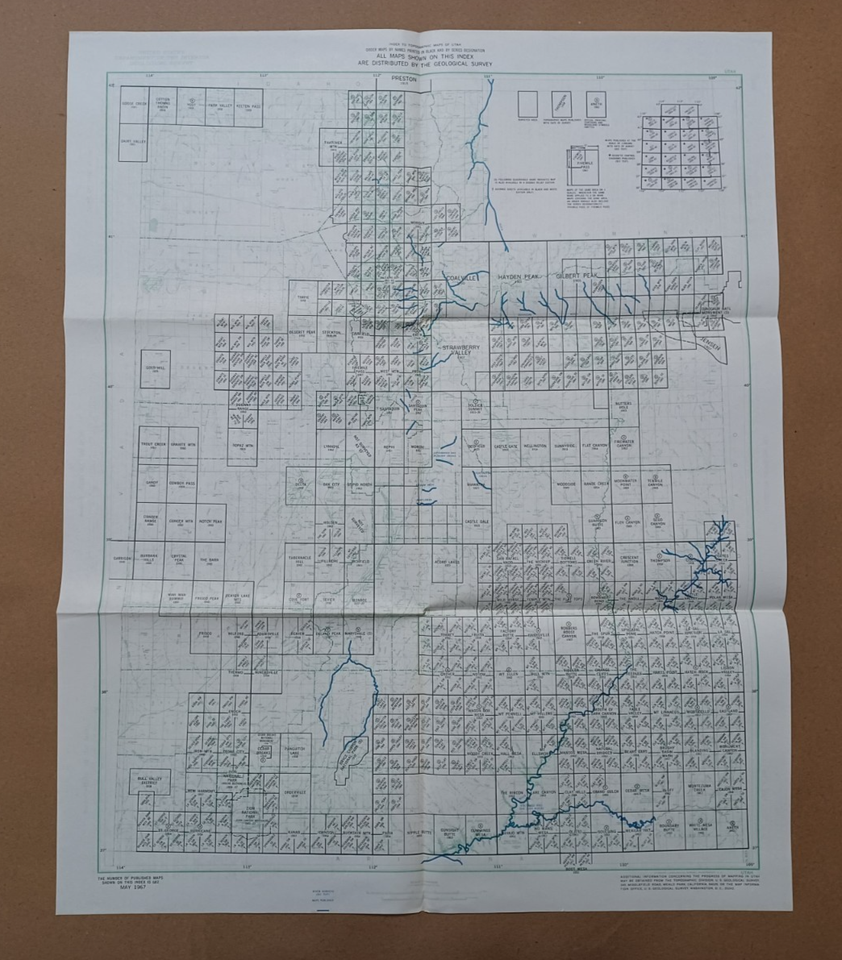 May 1967 Index To Topographic Maps of Utah - U.S. Geological Survey | eBay