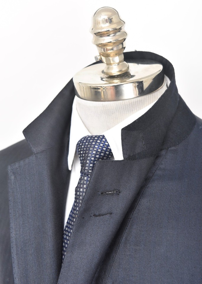 NEW BRIONI Parlamento Navy Blue Herringbone Pure Silk Sport Coat 46 L ...